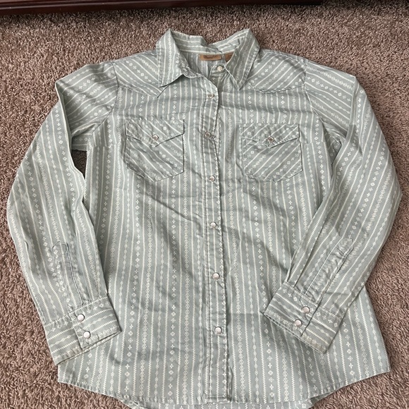 Wrangler | Tops | Wrangler Retro Aztec Patterned Pearl Snap | Poshmark